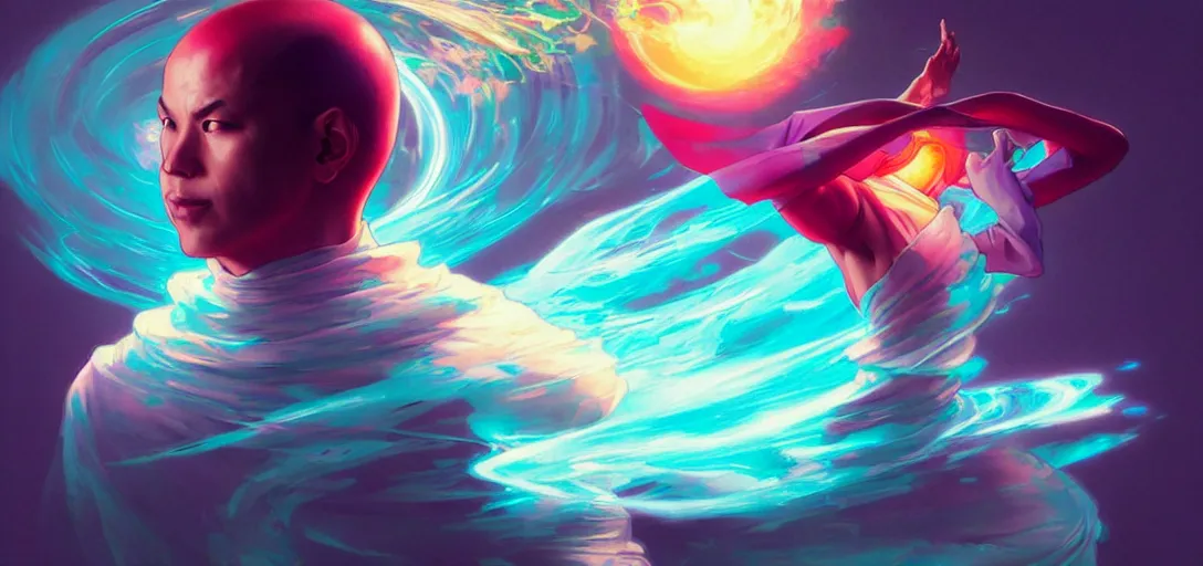 a floating monk, channeling swirling energy, wearing | Stable Diffusion ...
