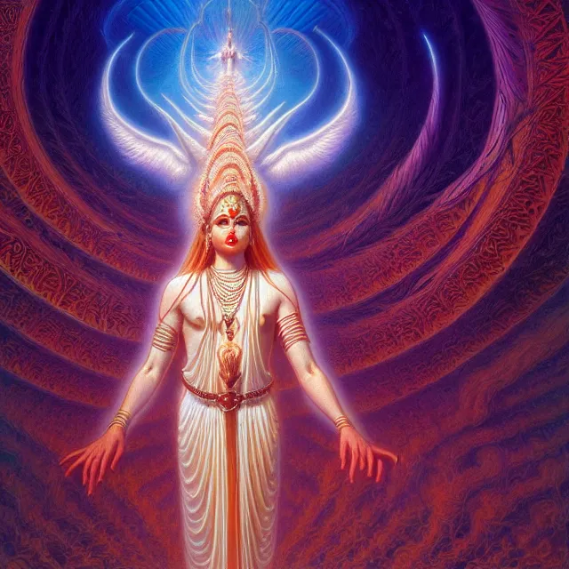 ethereal glowing white hindu angel dmt deity, tribal | Stable Diffusion ...