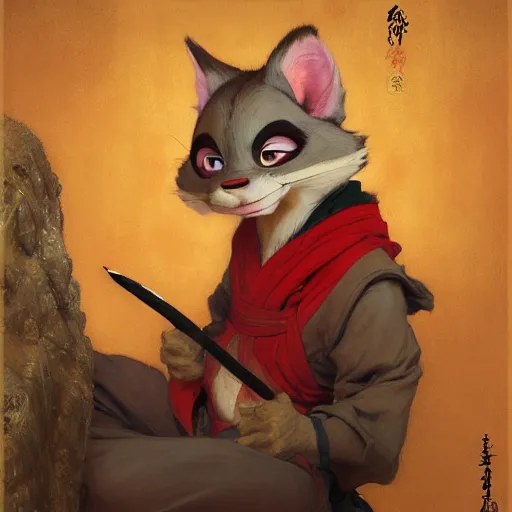 a portrait of a male splinter ninja in a red kimono in | Stable ...