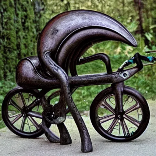 a cute beautiful alien shaped bicycle by H.R. Giger | Stable Diffusion