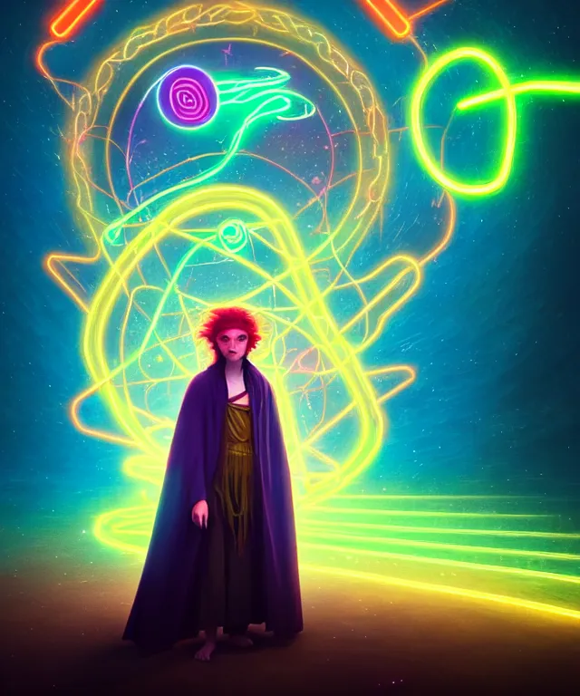 Portrait of a young solo mage wizarding glowing neon | Stable Diffusion ...
