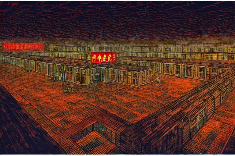 artwork of a chinese prison by dan mumford and toshi | Stable Diffusion ...