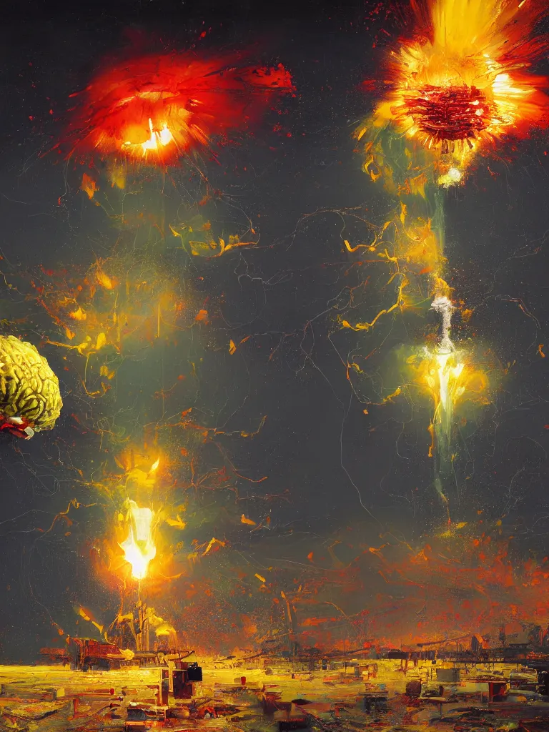 a contemporary painting of an exploding brain in a | Stable Diffusion | OpenArt