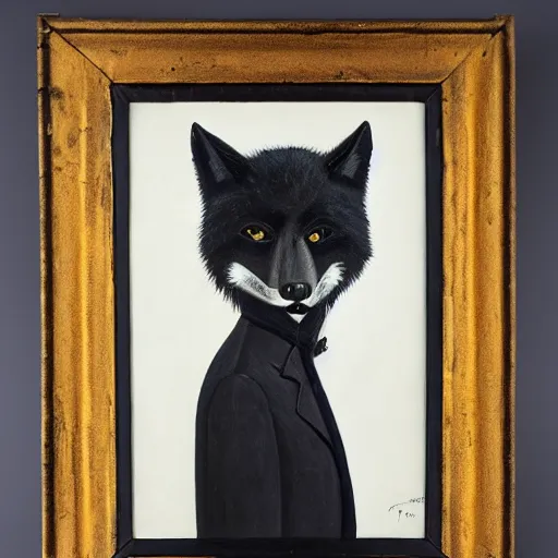portrait of a male anthro black fox furry fursona with | Stable ...