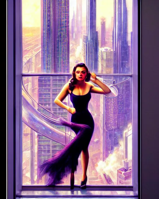 photo of mila kunis looking from skyscraper window of | Stable ...