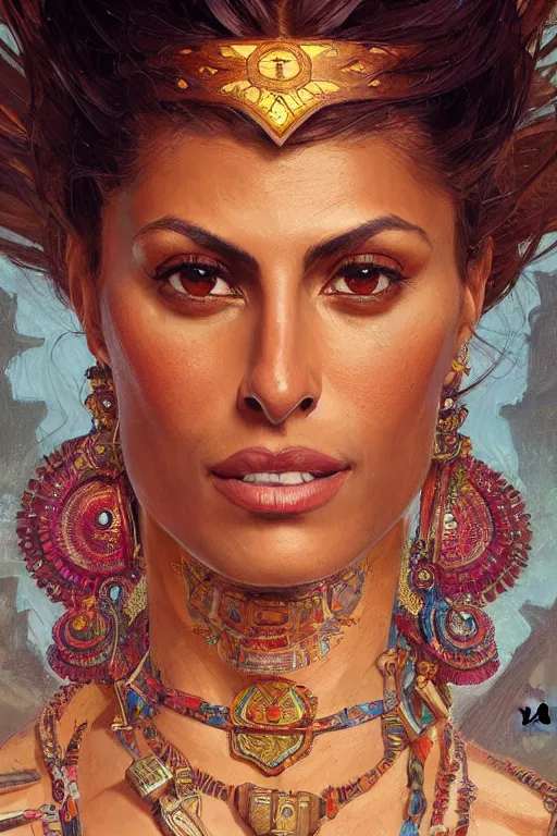 Eva Mendes portrait, Aztec, Mayan, fantasy, elegant, | Stable Diffusion ...