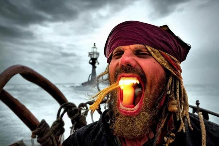 closeup old pirate yelling on an old pirate ship, | Stable Diffusion