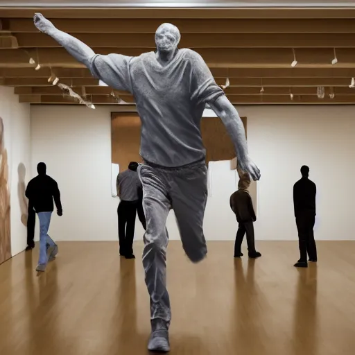 a contemporary art sculpture of a tall man running | Stable Diffusion ...