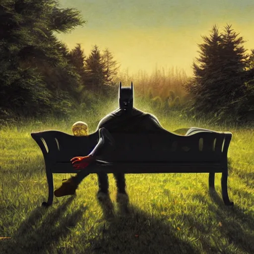 Highly detailed painting of Batman and Sonic sitting | Stable Diffusion ...
