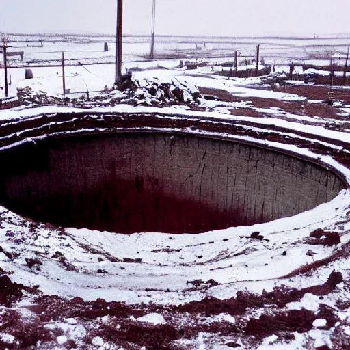 a giant pit in the ground filled with blood vhs | Stable Diffusion ...