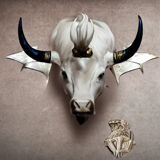 white bull with wings golden horns, fantasy style | Stable Diffusion ...