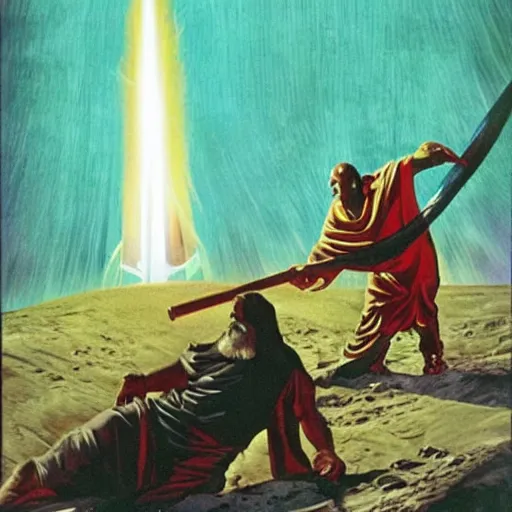 the story of Moses, pulp sci-fi art, space opera | Stable Diffusion ...