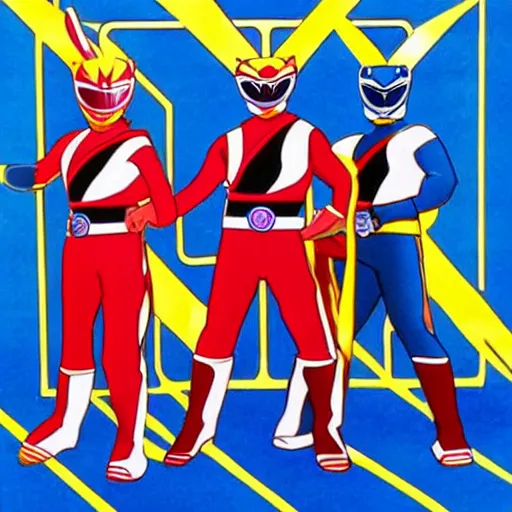 Power Rangers Playing Basket Ball against the Tune | Stable Diffusion