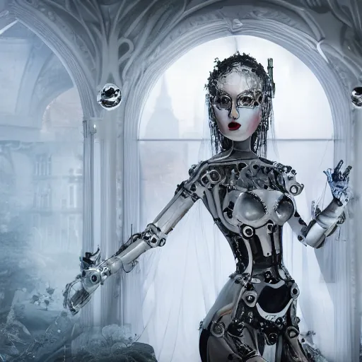 female gothic robots with transparent glass head with | Stable ...
