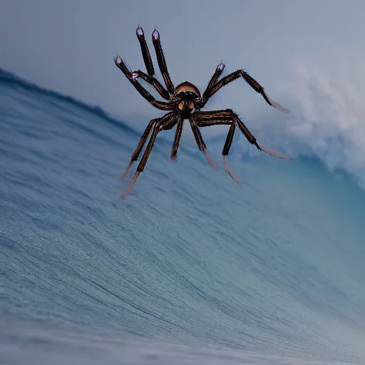 a spider with infinite amount of legs is surfing in | Stable Diffusion