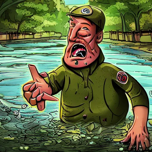 a cartoony dude throwing up a thick stream of vomit | Stable Diffusion ...