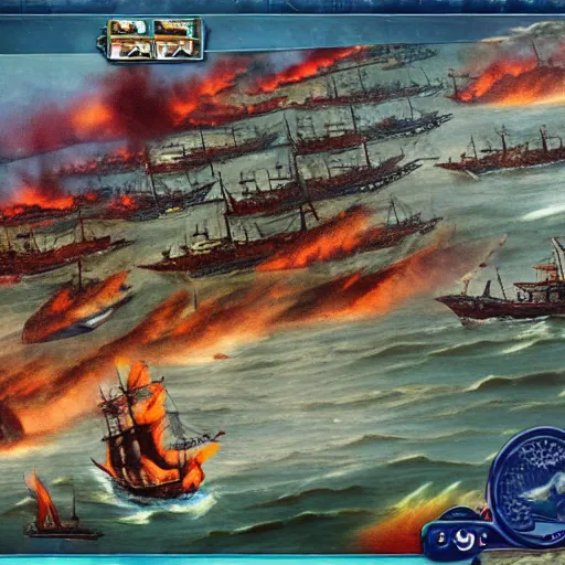 naval battle in sea of fire. | Stable Diffusion | OpenArt