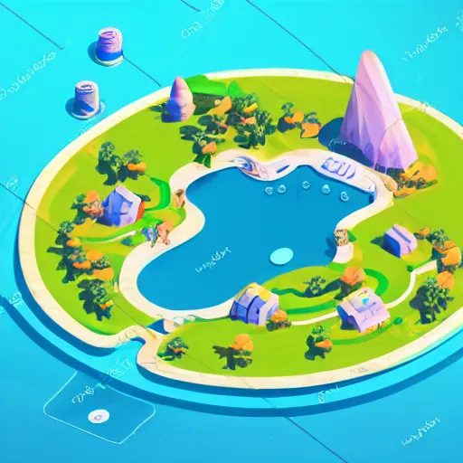 circular isometric island on neon background, | Stable Diffusion | OpenArt