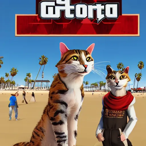 anthropomorphic cat, GTA 5 loading screen, Santa | Stable Diffusion ...
