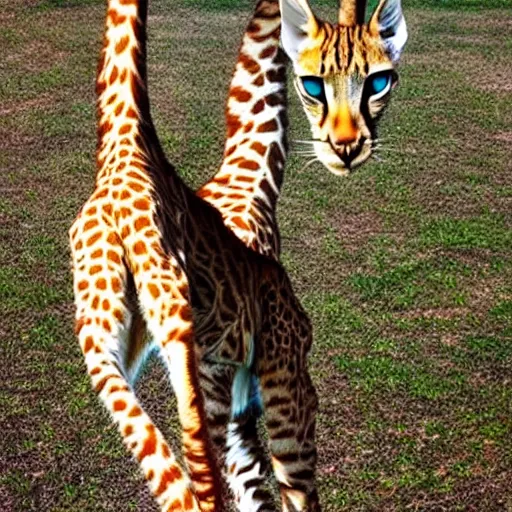 a feline girafe - cat - hybrid, animal photography | Stable Diffusion