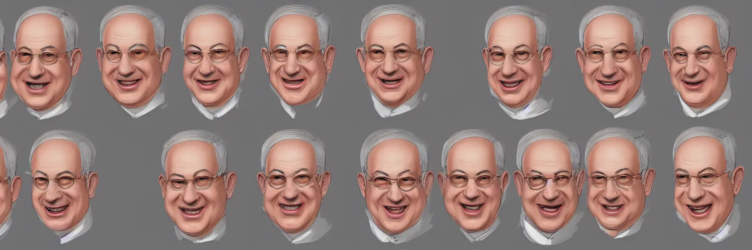 colored character face study of benjamin netanyahu | Stable Diffusion ...
