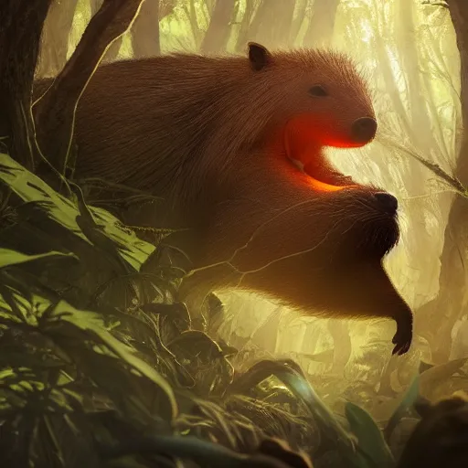 Capybara Forest Elemental, ferocious, angry, magic the | Stable ...
