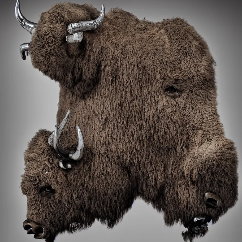 a buffalo made of metal parts, studio lighting, | Stable Diffusion ...