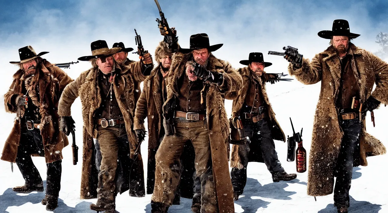 epic action gunfight scene from The Hateful Eight by | Stable Diffusion ...