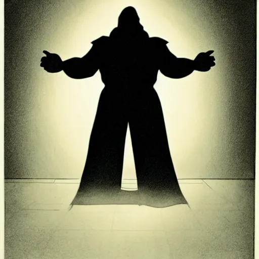 a large, imposing figure stands in the center of a | Stable Diffusion ...