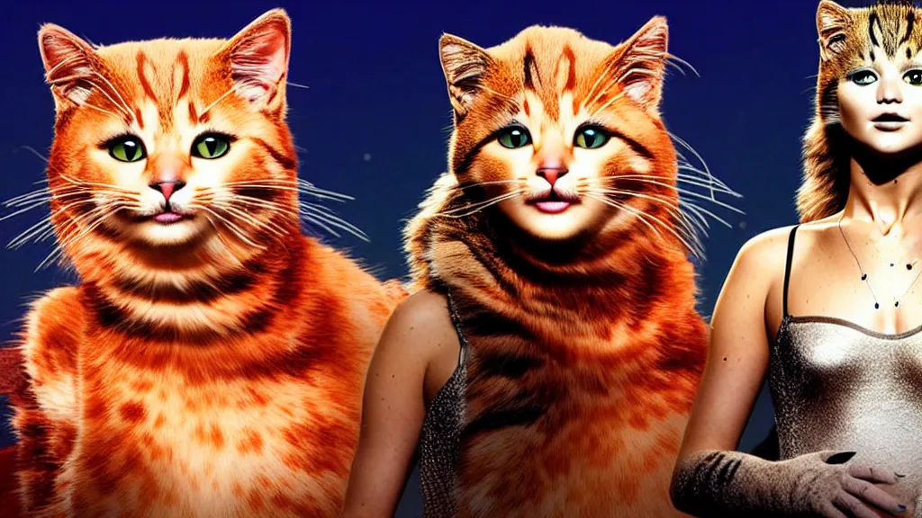 jennifer lawrence as a cat in the broadway show cats | Stable Diffusion ...