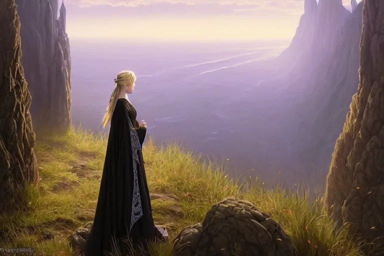 mage meditating on a cliffside, gothic cloth mantle, | Stable Diffusion | OpenArt