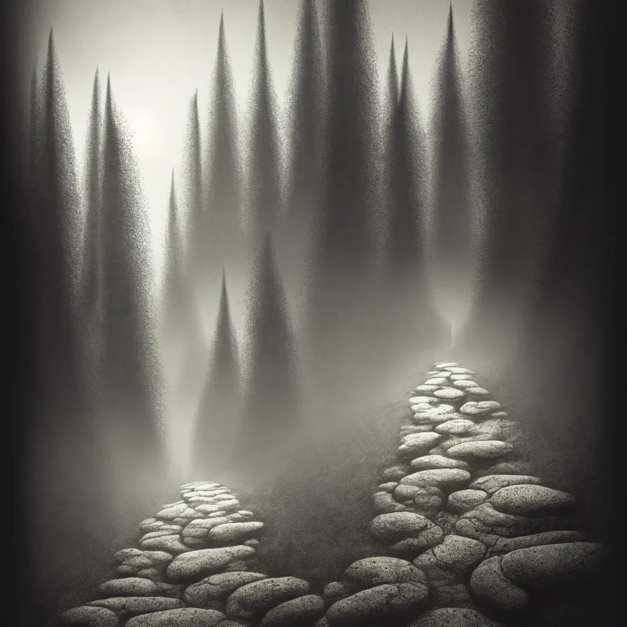 surrealist abstract black ink artwork of a stone path | Stable Diffusion | OpenArt