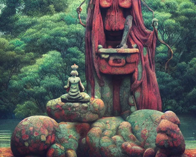 strange weird pagan japanese garden with a gigantic | Stable Diffusion ...