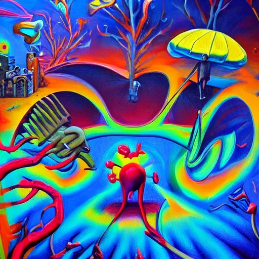 surrealism art, oil and acrylic on canvas, vibrant and | Stable ...
