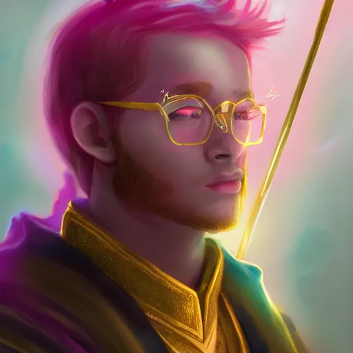 A portrait of a young wizard wearing magic pink | Stable Diffusion
