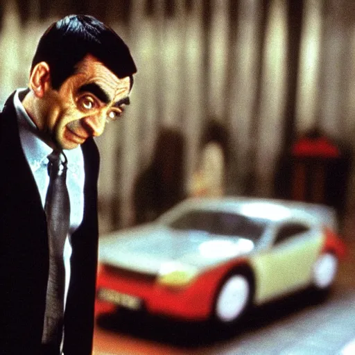 A still of Mr Bean in The Matrix | Stable Diffusion