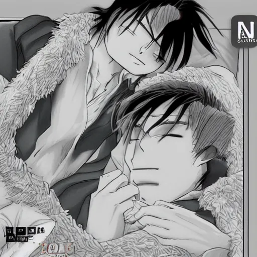 manga front cover, boyfriends waking up in fluffy bed, | Stable ...