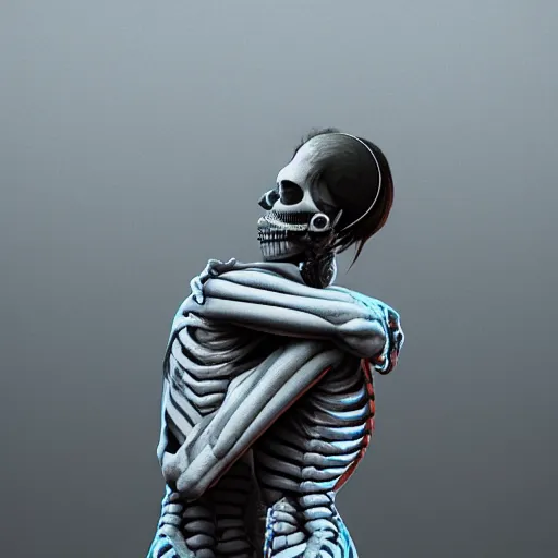 A portrait of two skeletons locked hugging as their | Stable Diffusion ...