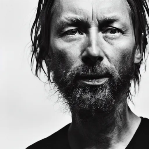 Thom Yorke singer songwriter long beard, a photo by | Stable Diffusion | OpenArt