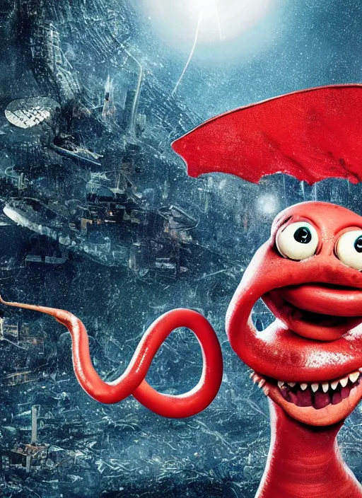 Photo of an anthropomorphic earthworm, disaster movie | Stable ...