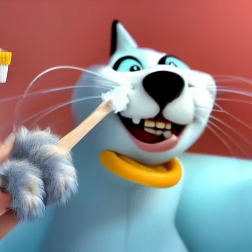 a kitten brushing teeth with a toothbrush and | Stable Diffusion | OpenArt