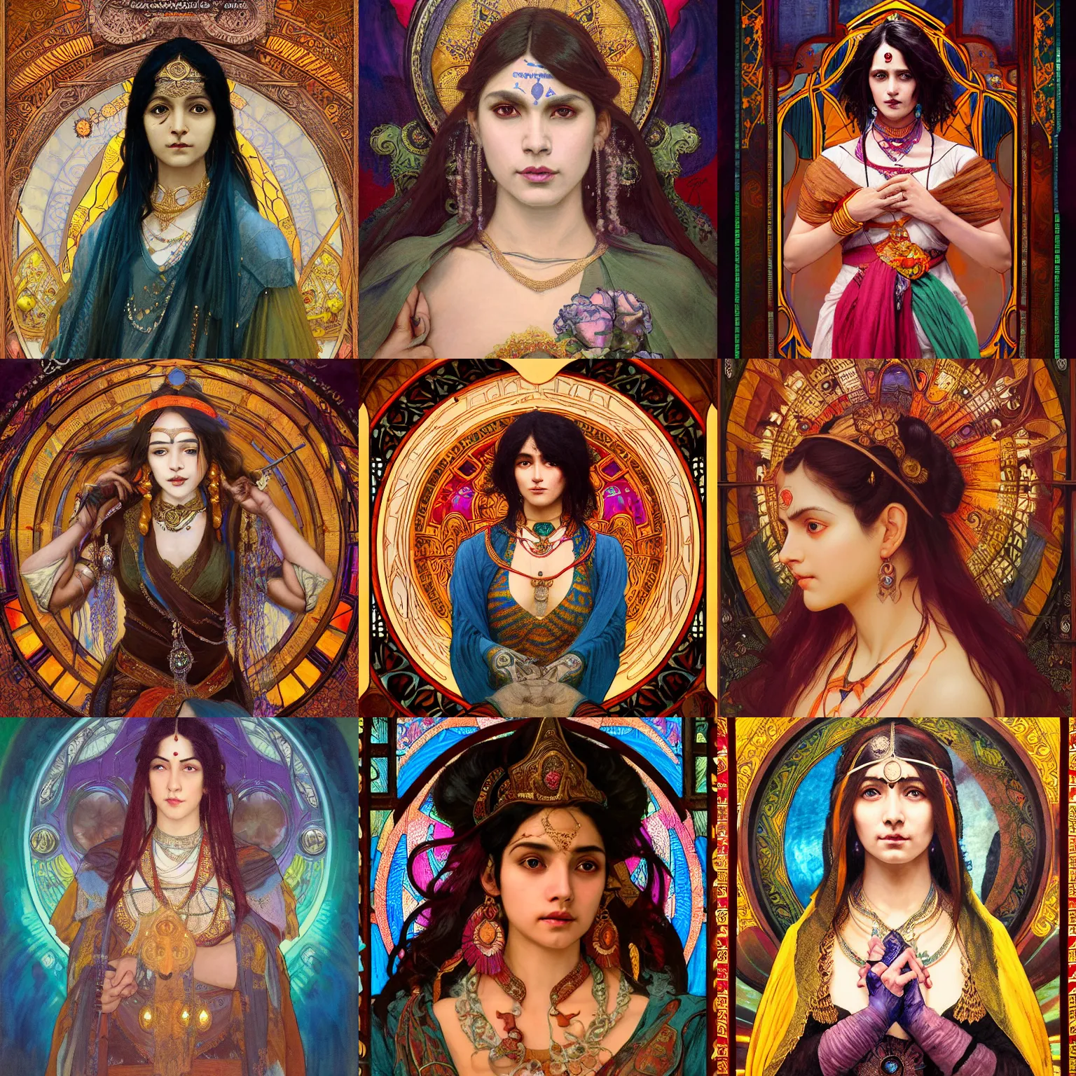 head-on symmetrical centered painted portrait, Indian | Stable ...