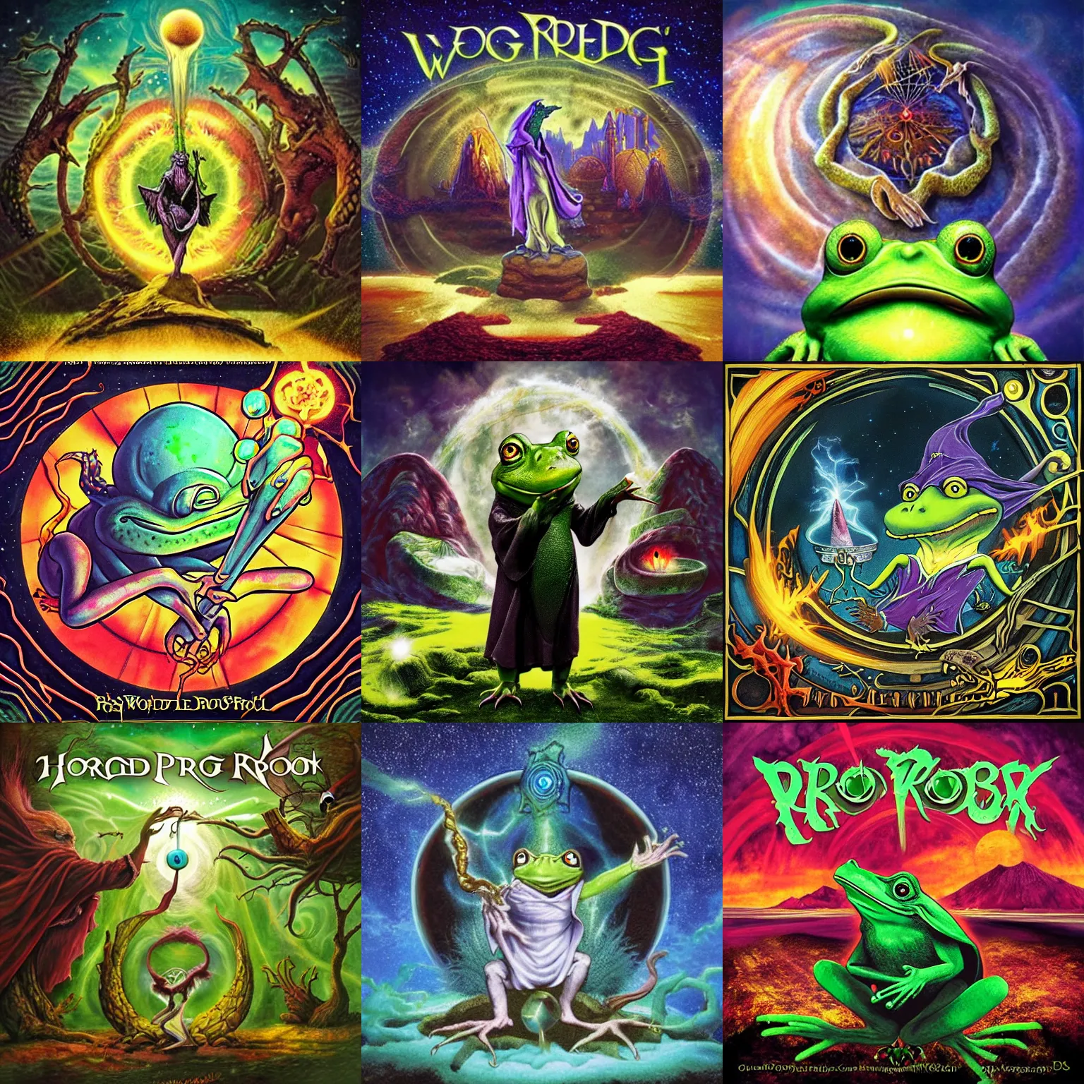 prog rock album cover of a wizard frog casting a world | Stable ...