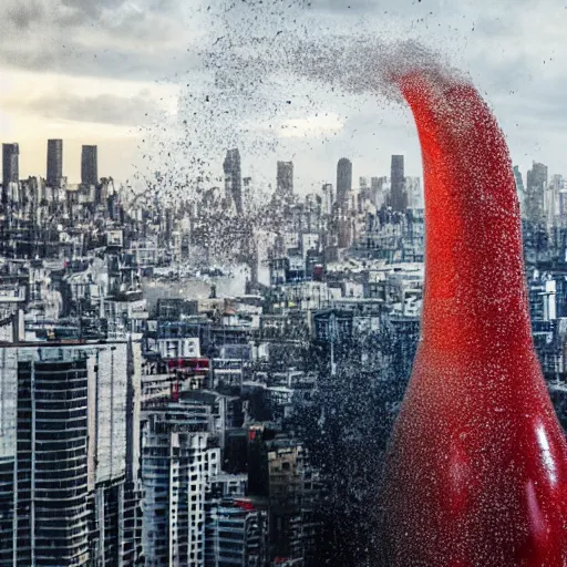 a giant coke and mentos eruption with fizzy liquid | Stable Diffusion