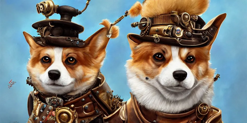 beautiful painting of a fantasy steampunk fluffy corgi | Stable Diffusion | OpenArt