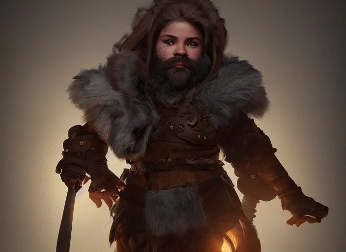 Beautiful art portrait of a bearded female dwarf | Stable Diffusion