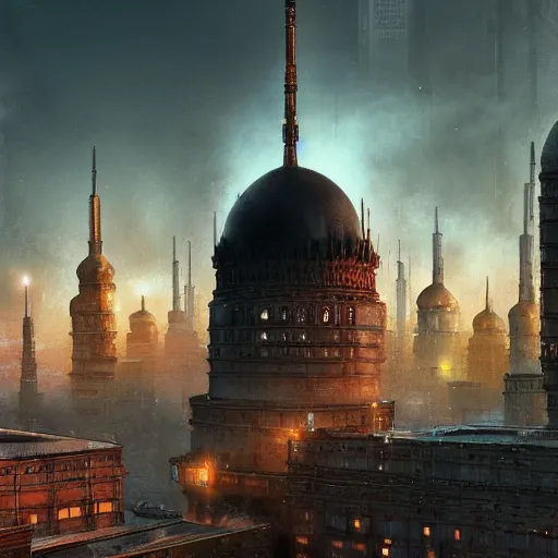 imperial russian cyberpunk citadel, black domes and | Stable Diffusion ...