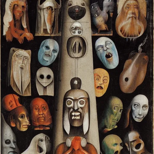 Hieronymus Bosch esoteric totem poles | Stable Diffusion | OpenArt