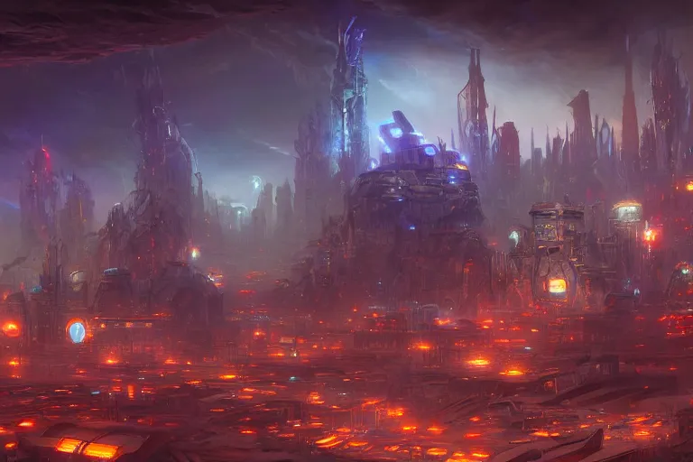 an epic landscape view of a sprawling science fiction | Stable ...