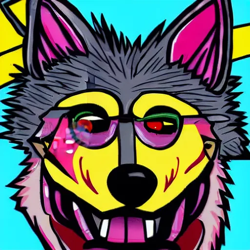 portrait of retarded wolf, funny, stupid, squint eyes, | Stable ...